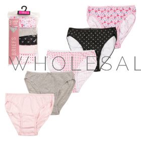 Ladies 5pk Cherry/Heart/Spot Print High Leg Briefs 6 x 5 Pair Pack by ...