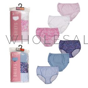 Ladies 3pk Printed Full Briefs in PVC Hanger Bag 12 x 3 Pair Pack by ...