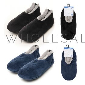 Men's Plain Fleece Soft Sole Footsie Slippers by Slumberzzz 6 Pairs ...