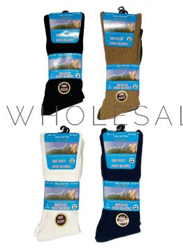 Men's 100% Cotton Light Hold Non-Elastic BIG FOOT Diabetic Socks 4 x 3 ...