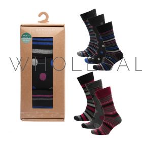 Men's 3pk Spot/Stripe Bamboo Design Socks In Gift Box by Bamboo Threads ...
