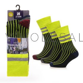 Men's 3pk Neon Work Socks by Stormridge 4 x 3 Pair Pack - Lord Wholesale Co