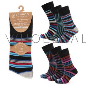 Men's Colourful Stripes Assorted Non-Elastic Bamboo Socks by Bamboo ...