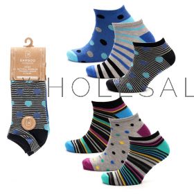 Men's Bamboo 3pk Polka Dot Stripe Trainer Socks by Bamboo Threads 4 x 3 ...