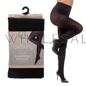 Ladies 100 Denier Diamond Design Opaque Tights by Foxbury 12 Pieces ...