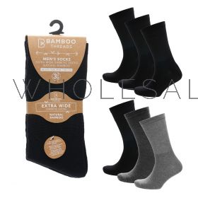 Men's 3pk Extra Wide Diabetic Bamboo Socks by Bamboo Threads 4 x 3 Pair ...