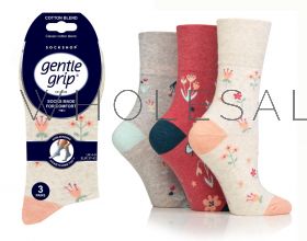 Ladies Floral Memoir Gentle Grip Socks by Sock Shop 3 Pair Pack - Lord ...