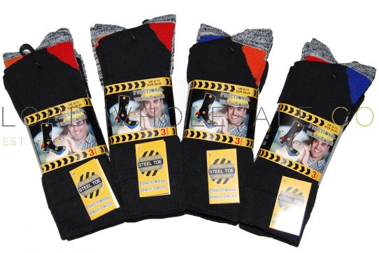 Mens Functional Work Socks for Steel Toe Footwear 3 Pair Pack 6-11 ...