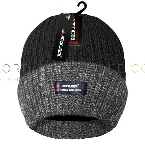 Mens Thermal Lined Knitted Hats With Grey Cuff by Rock Jock 12 pieces ...