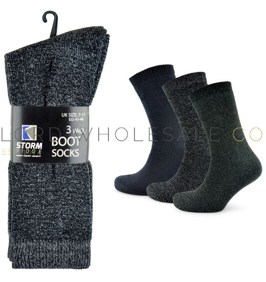 Mens 3 Pair Pack Cotton Rich Boot Sock by Storm Ridge - 12 Pairs - Lord ...