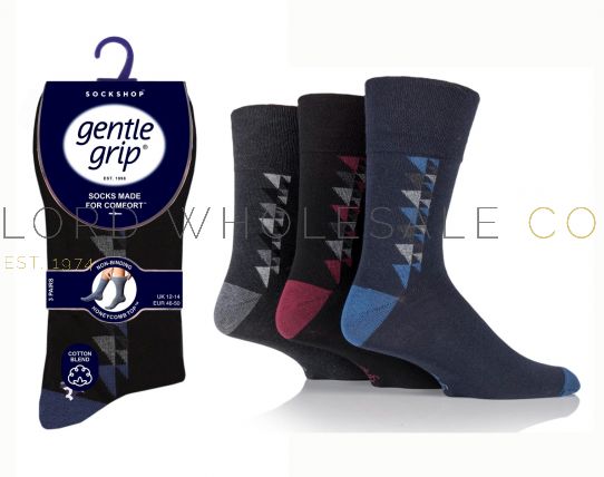 BIG FOOT Men's George Assorted Gentle Grip Socks by Sock Shop 3 Pair Pack - Lord Wholesale Co